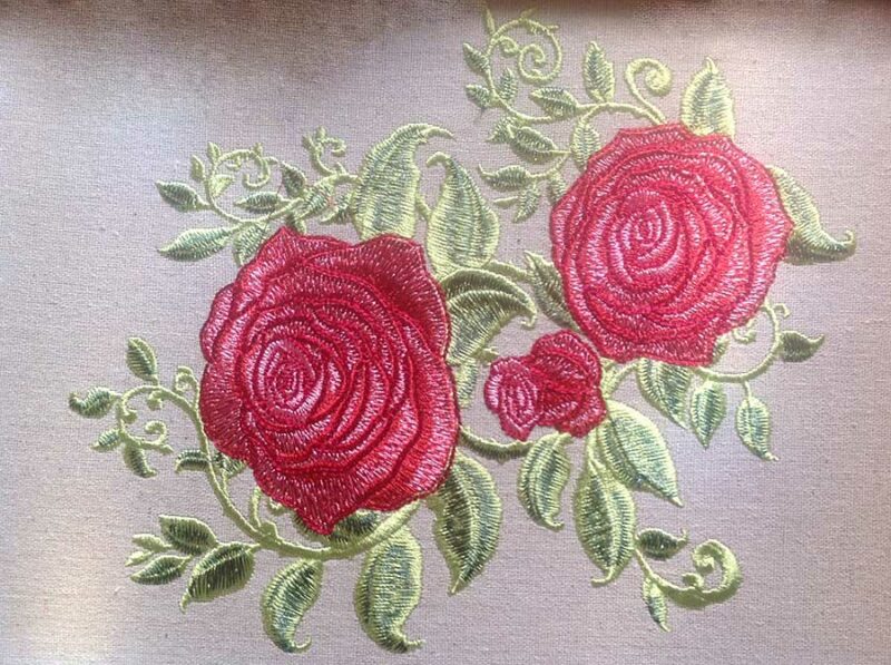 Embroidery Design: Rose trio artistic 2 Sizes