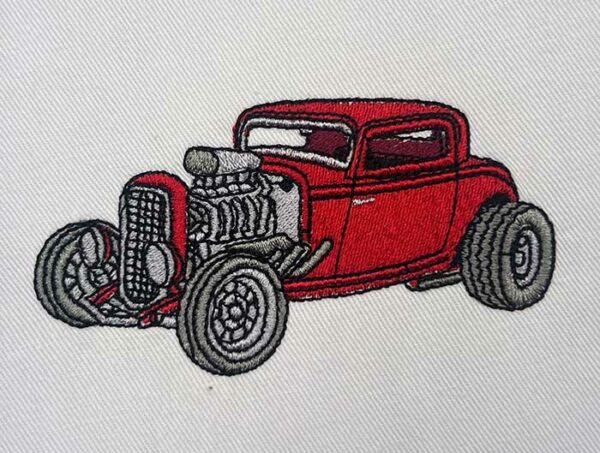 Embroidery Design: Hot Rod Coupe 3 Sizes