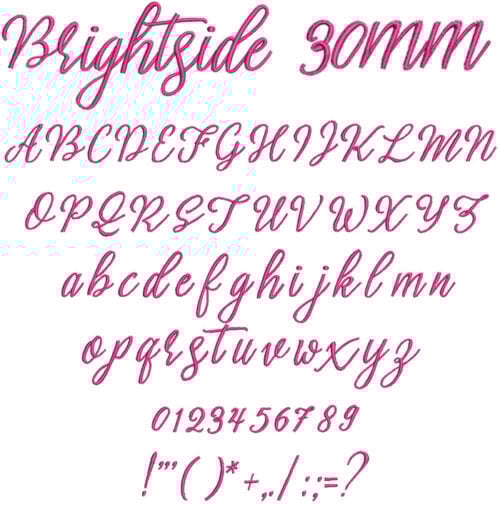 ESA Embroidery Font: Brightside 30mm