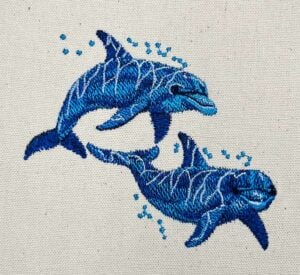 Embroidery Design: Dolphins Swimming 3 Sizes