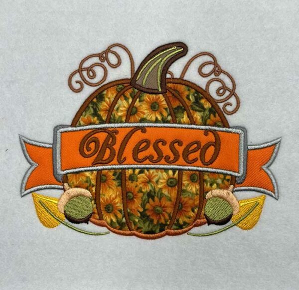 Embroidery Design: Blessed Pumpkin Applique 6.70w X 5.05h | Embroidery ...