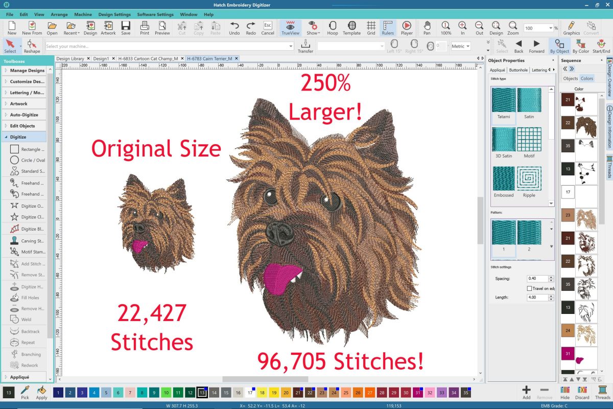 Terrier Embroidery Design Resized | Embroidery Legacy