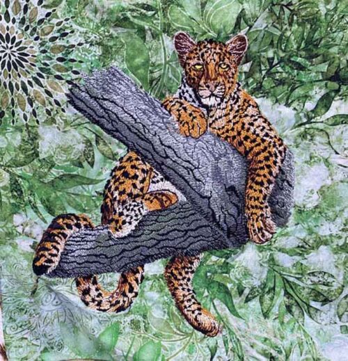 Embroidery Design: Leopard In Tree 3 Sizes