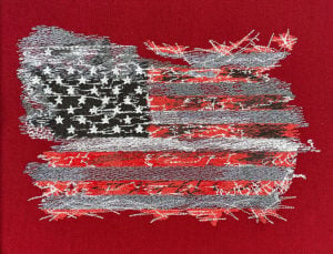 American Flag Distressed 3 sizes John Deer Embroidery Design