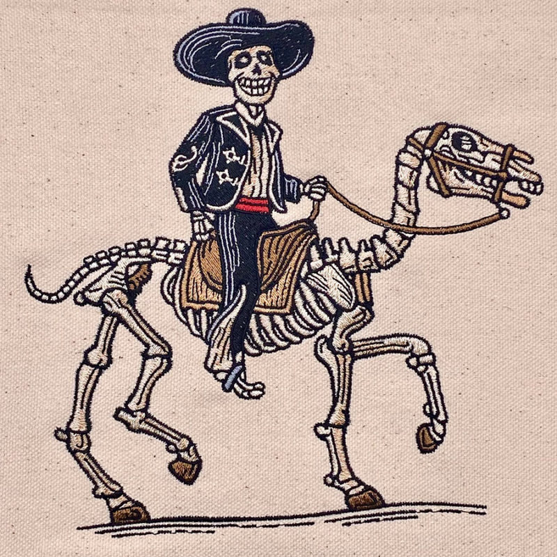 Mexican Skeleton Rider 3 sizes John Deer Embroidery Design