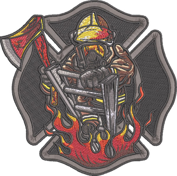 Embroidery Design: Firefighter 3 sizes | Embroidery Legacy