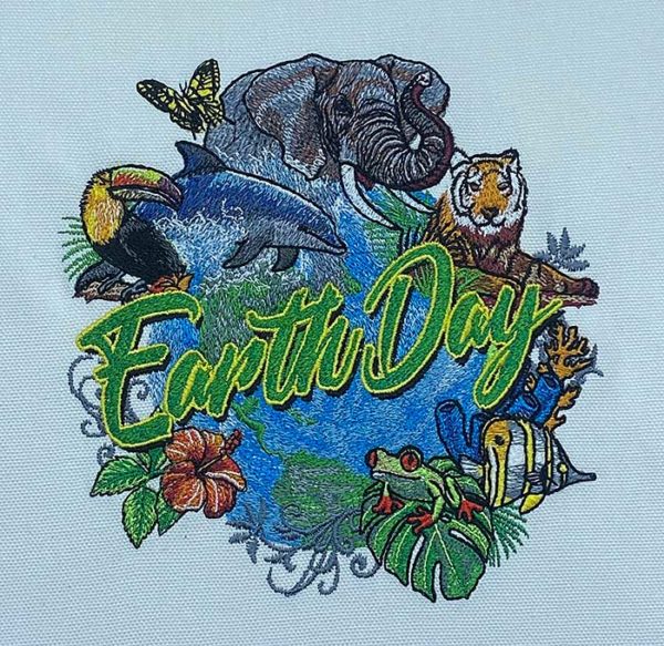 Embroidery Design: Earth Day 3 sizes | Embroidery Legacy