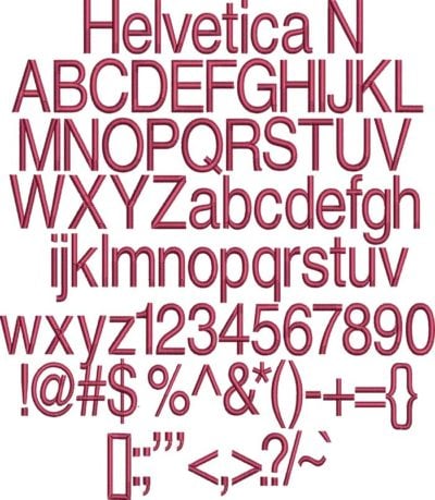 BX Embroidery Font: Helvetica Narrow | Embroidery Legacy