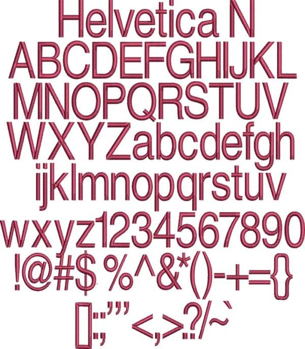 BX Embroidery Font: Helvetica Narrow | Embroidery Legacy