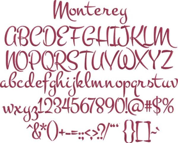 BX Embroidery Font: Monterey | Embroidery Legacy