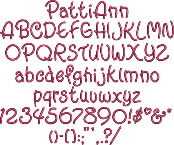 BX Embroidery Font: PattiAnn – Embroidery Legacy