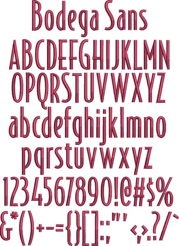 BX Embroidery Font: Bodega Sans