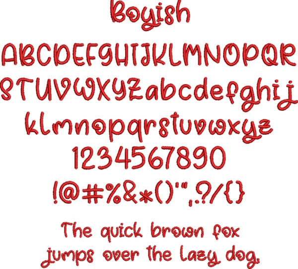 BX Native Embroidery Font: Boyish | Embroidery Legacy