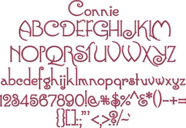 BX Embroidery Font: Connie