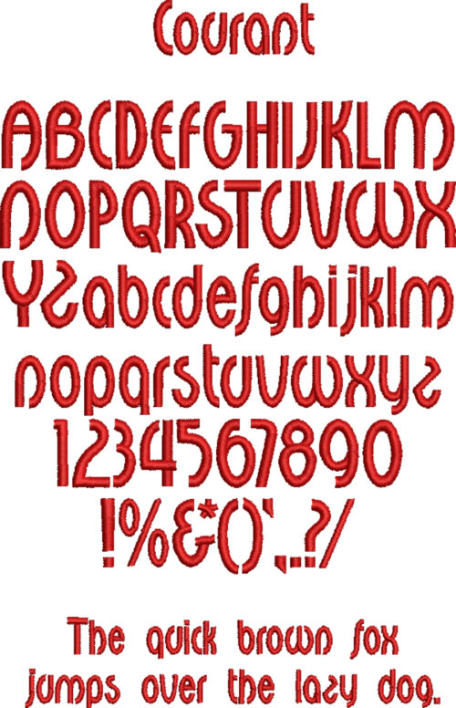BX Native Embroidery Font: Courant Display