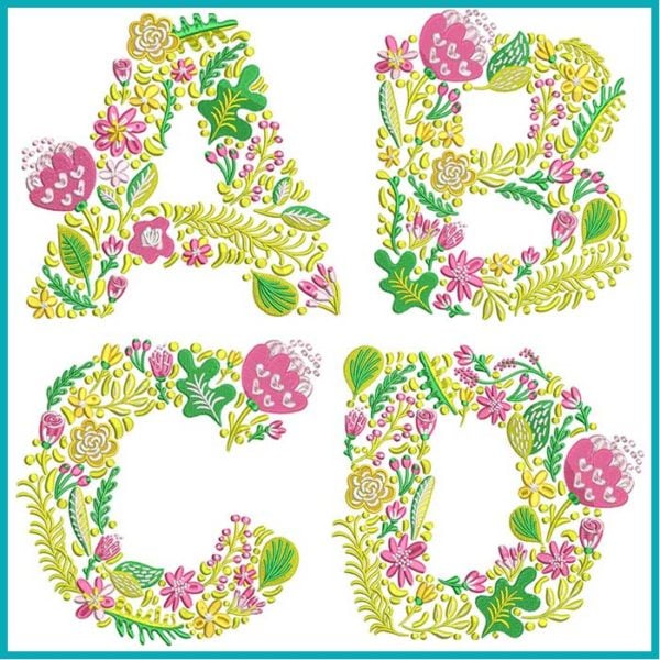 Embroidery Design Pack: Summer Flowers Font