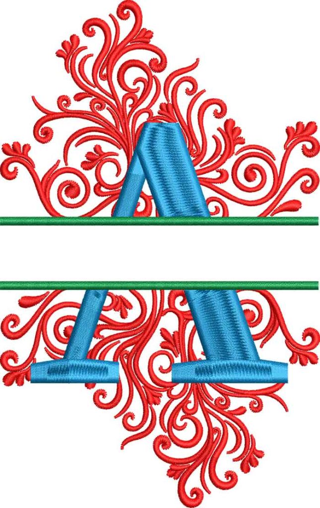 Embroidery Design: Split Swirls Monogram A