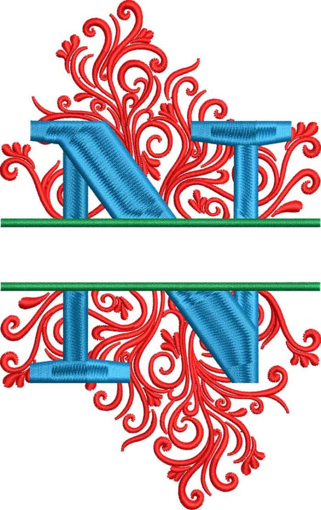 Embroidery Design: Split Swirls Monogram N | Legacy