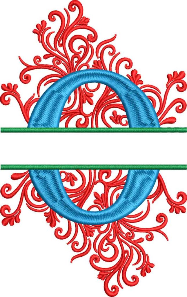 Embroidery Design: Split Swirls Monogram O