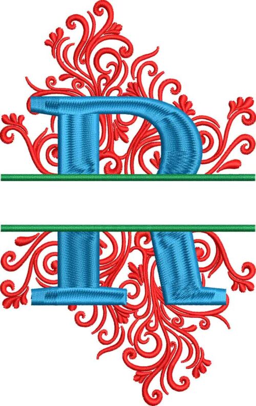 Embroidery Design: Split Swirls Monogram R
