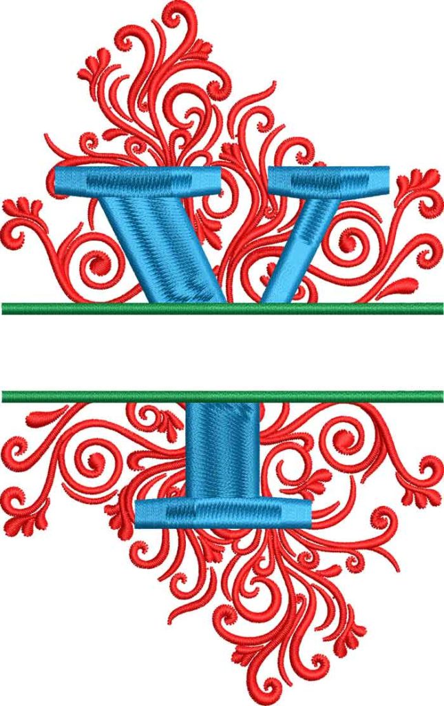 Embroidery Design: Split Swirls Monogram Y