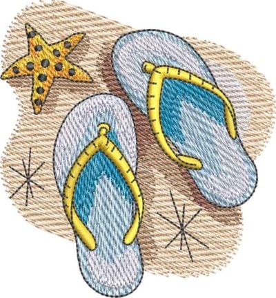 Embroidery Design: Water-colour Flip Flops 3 sizes | Embroidery Legacy