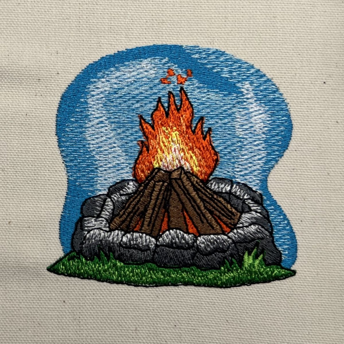 Embroidery Design: Outdoor Camp Fire 3 sizes | Embroidery Legacy