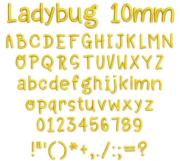 ESA Embroidery Font: Ladybug 10mm
