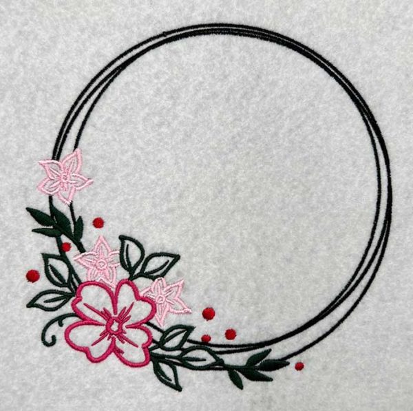 Embroidery Design: Floral Frame Monogram 8, 2 sizes | Embroidery Legacy