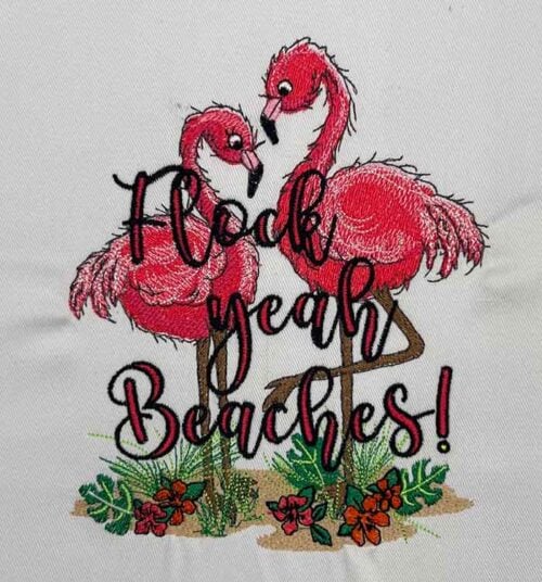 Embroidery Design: Flamingo Flock Beaches