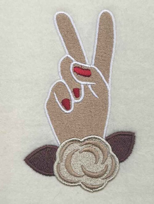 Embroidery Design: Peace Hand with Flower | Embroidery Legacy