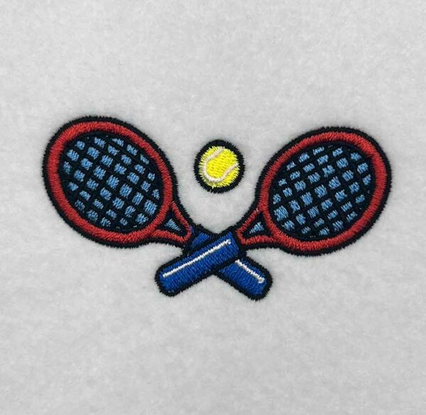 Embroidery Design: Crossed Tennis Racquets – 3 sizes | Legacy