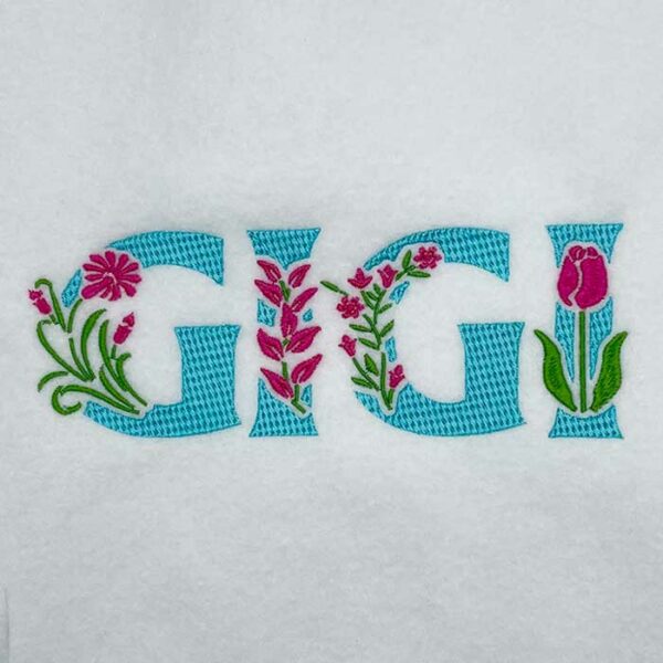 Embroidery Design: Gigi – 7.66w x 2.76h | Embroidery Legacy
