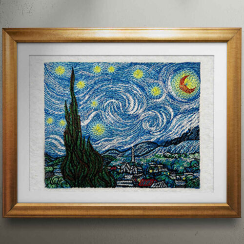 Embroidery Design: The Starry Night by Vincent Van Gogh