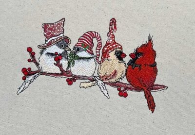 Embroidery Legacy Design: Christmas Cardinals and Chickadees