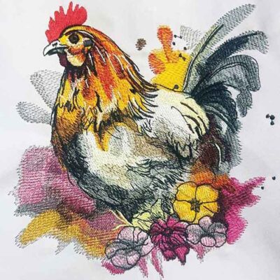 Premium Embroidery Design: Floral Chicken 4 – 4 sizes | Legacy