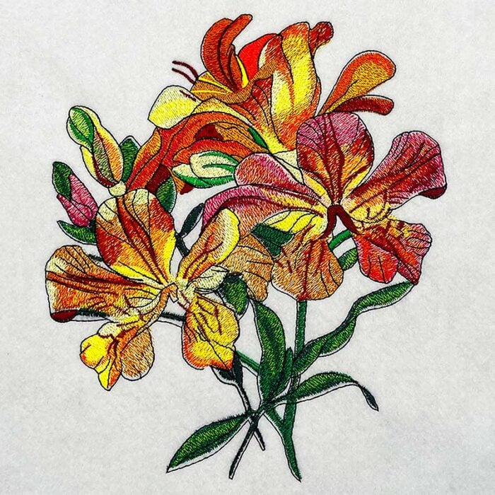 Premium Embroidery Design: Alstroemeria 3 – 6 sizes