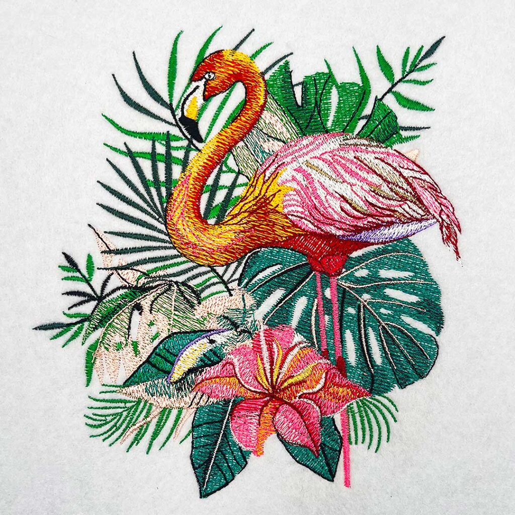 Premium Embroidery Design: Flamingo 1 – 4 sizes