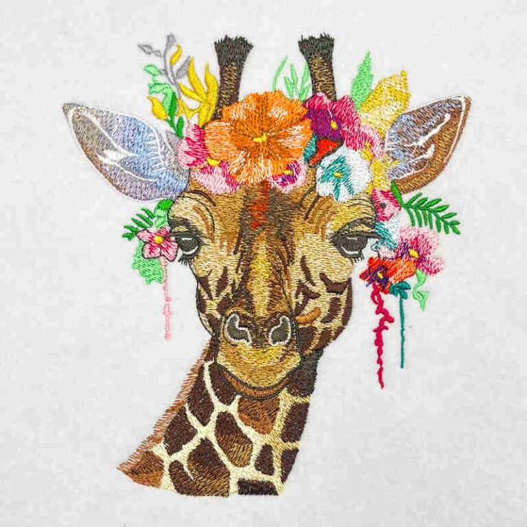 Premium Embroidery Design: EL Giraffe 3 – 5 sizes | Embroidery Legacy
