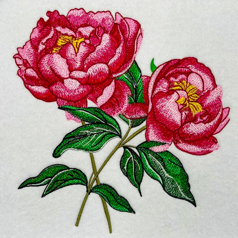 Embroidery Design: EL Peony 2 – 3 sizes | Embroidery Legacy