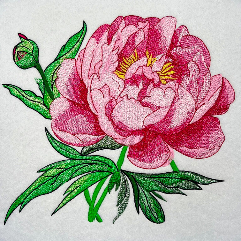 Premium Embroidery Design: EL Peony 3 – 5 sizes | Legacy