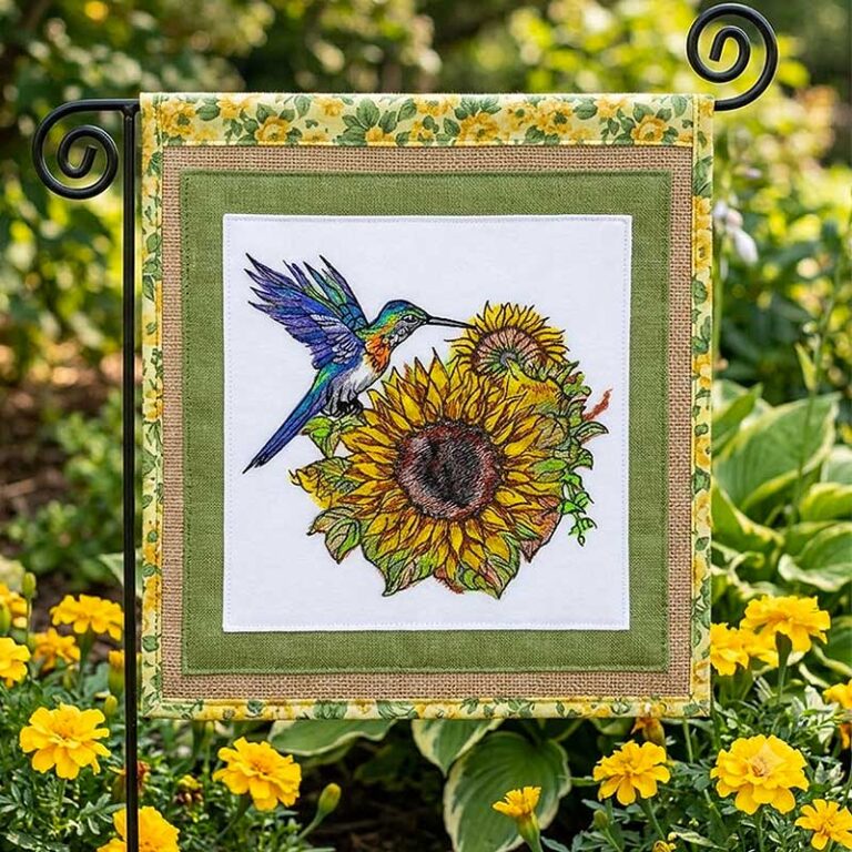 EL Sunflower Hummingbird 4 – 5 sizes | Embroidery Legacy