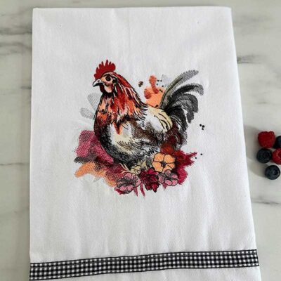 Premium Embroidery Design: Floral Chicken 4 – 4 sizes