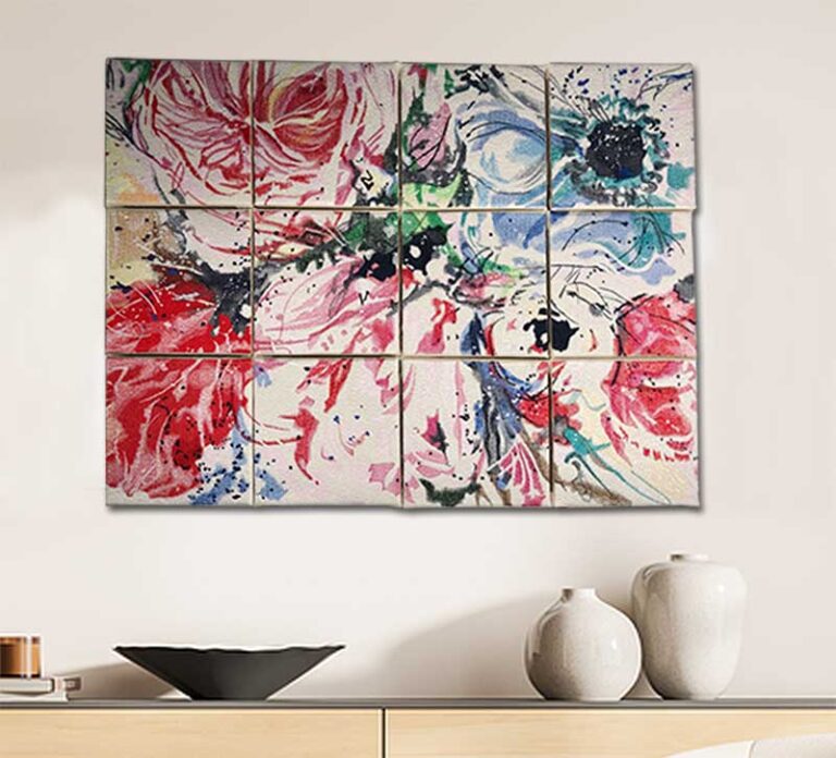 Premium Embroidery Project: Poppies and Tulips Tile Scene – 3 sizes