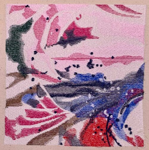 Premium Embroidery Project: Poppies and Tulips Tile Scene – 3 sizes