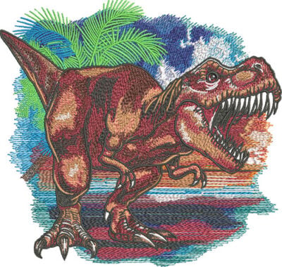 Embroidery Design: Embroidery Art Roaring T-Rex