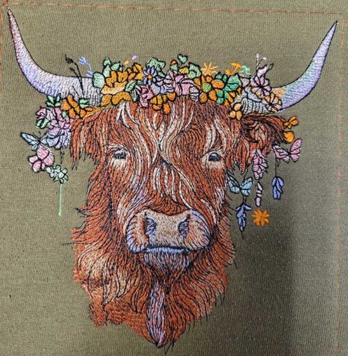 Premium Embroidery Design: Highland Cow 1 – 6 sizes | Embroidery Legacy