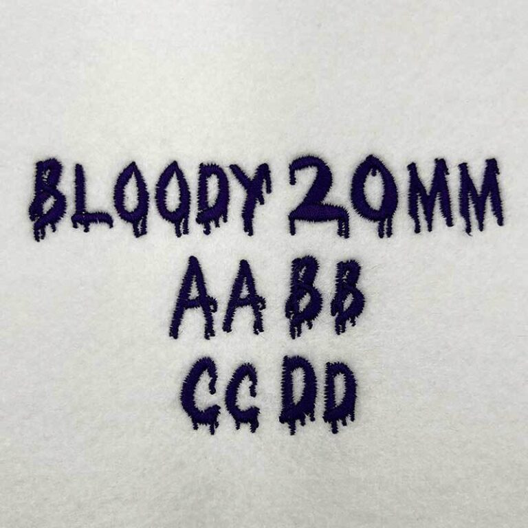 Embroidery Legacy Font (ELF): Bloody 20mm