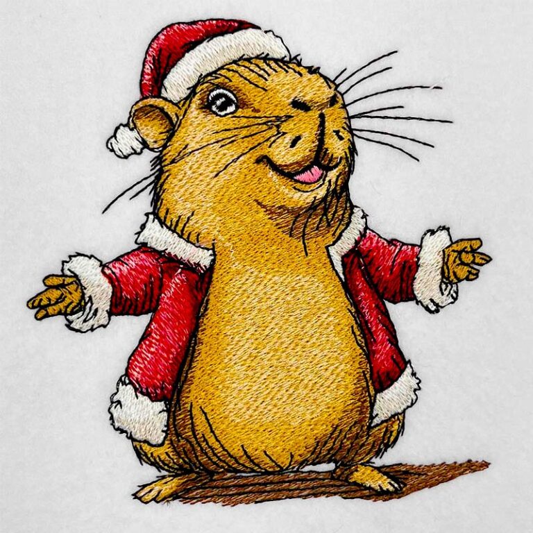 Embroidery Design: Capybara Santa
