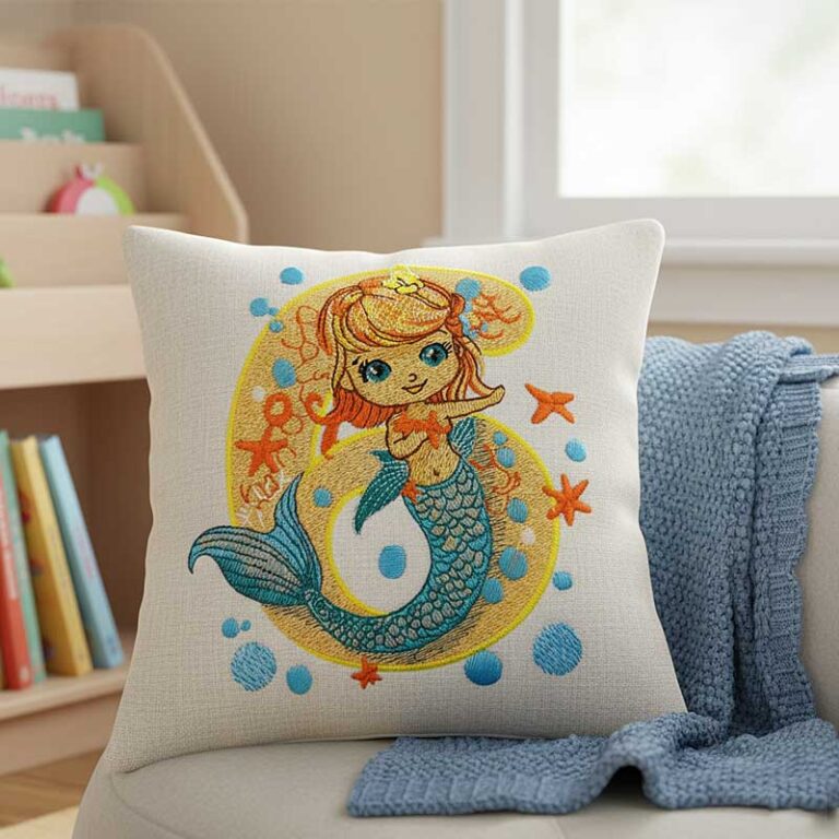 Embroidery Design: Mermaid Baby Number 6 | Legacy